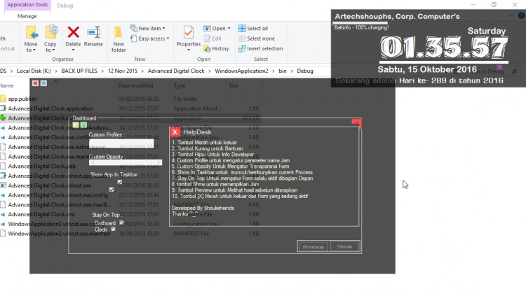 Simple Clock Widget For Windows 10 | SourceCodester
